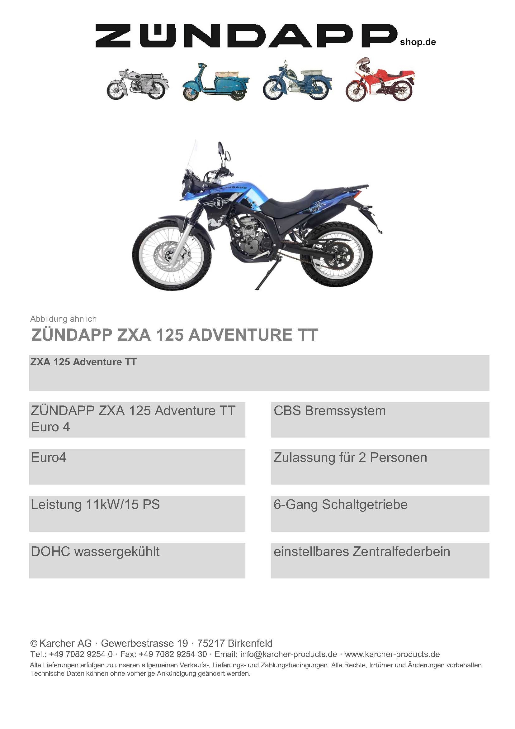 www.zuendappshop.de - ZÜNDAPP ZXA 125 ADVENTURE TT